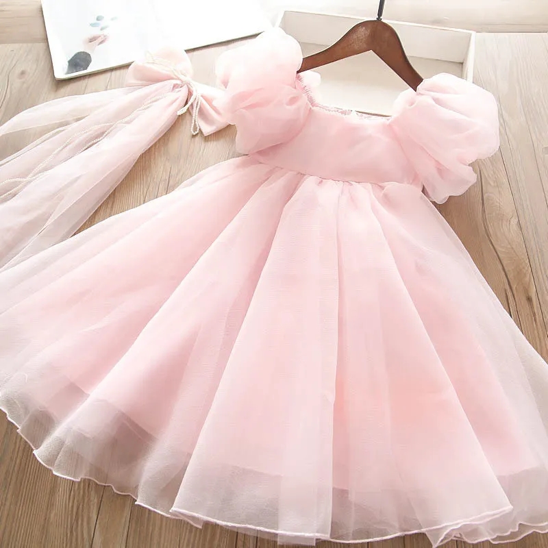 Rochie fete Sorina lunga roz+funda par inclusa